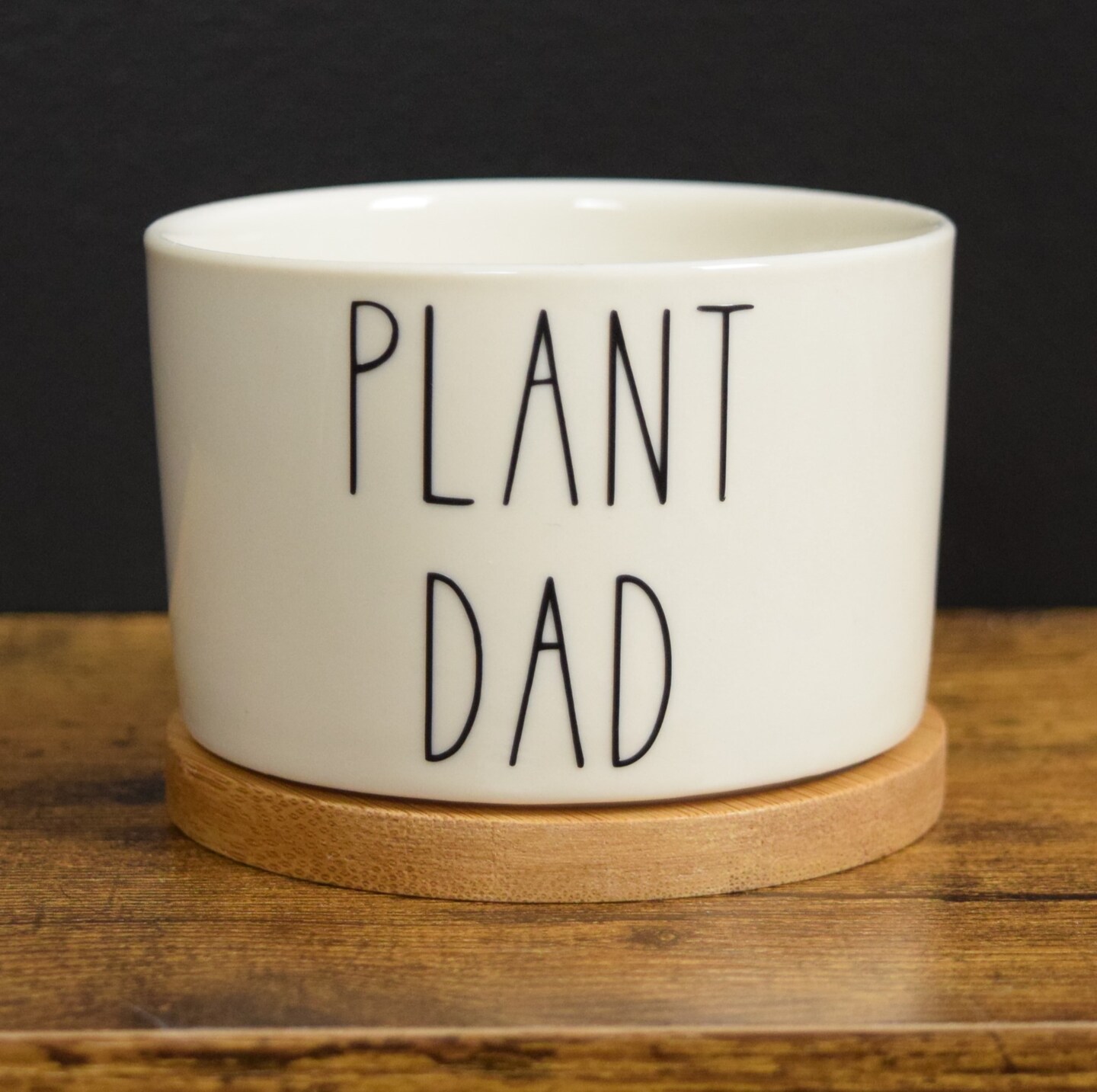 Plant Dad Succulent Pot, Funny Mini 3 inch Pot With Bamboo Drip Tray ...