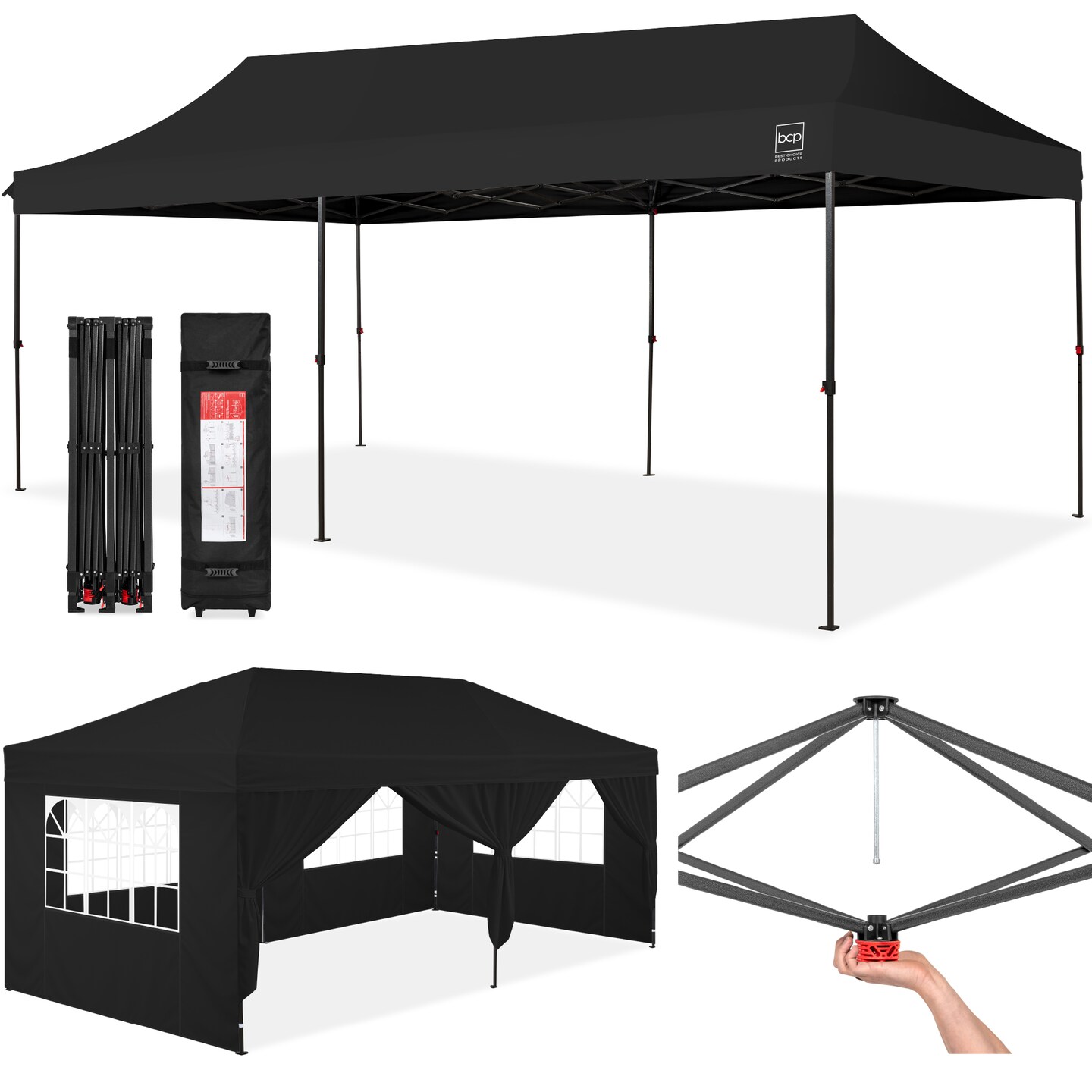 Best Choice Products 10x20ft Party Tent Pop Up Canopy Easy Setup w/ 1 ...
