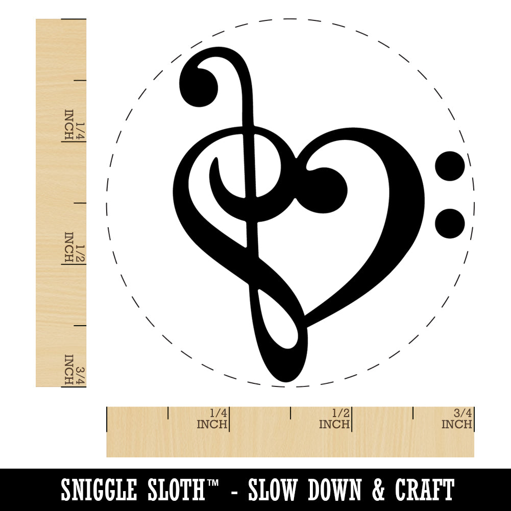 Treble Bass Clef Heart Music Love Self-Inking Rubber Stamp Ink Stamper ...