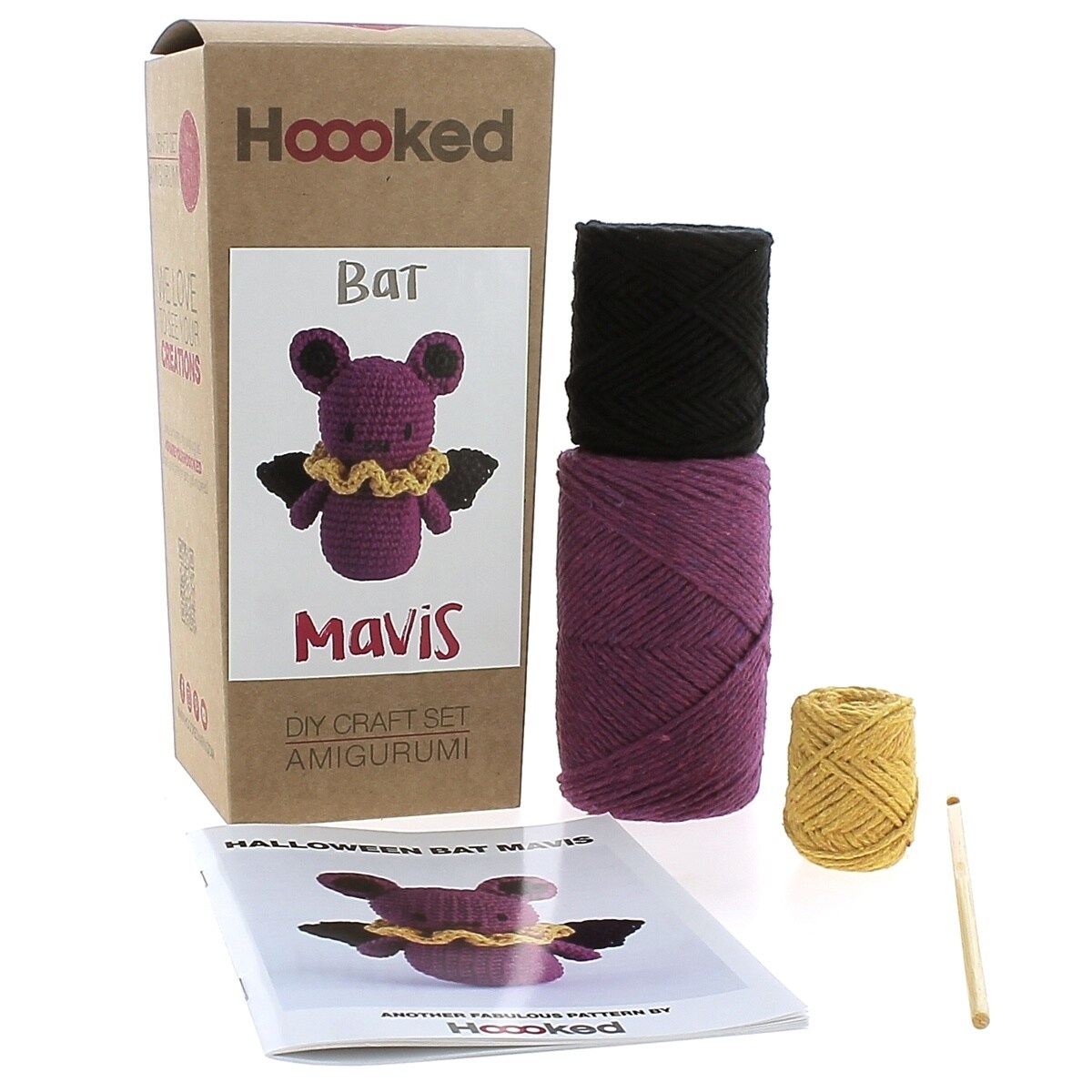 Hoooked Amigurumi DIY Kit W/Eco Barbante Yarn-Bat Mavis, Count: 1 ...