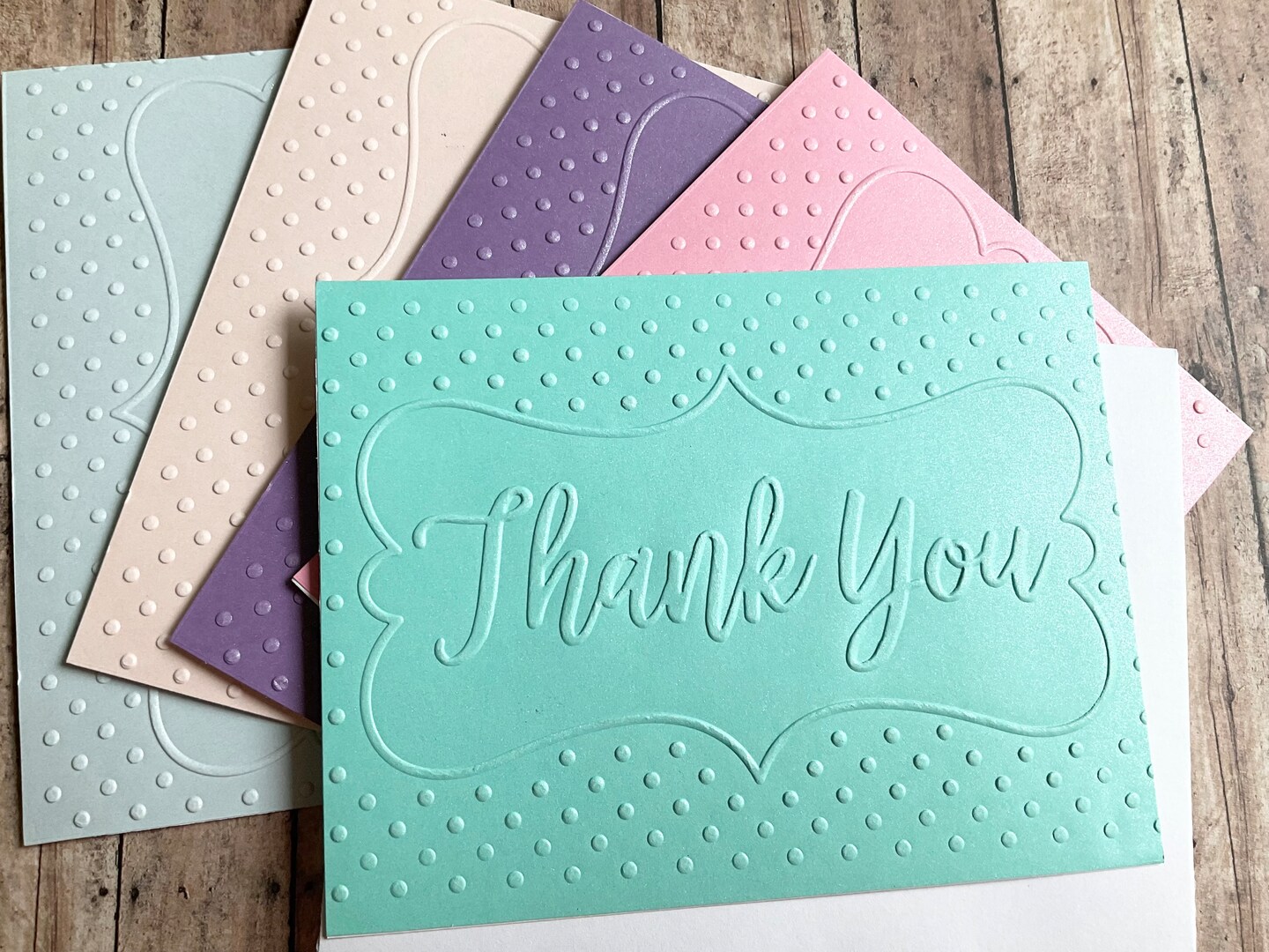 Shimmery Embossed Thank you Card Bundle, Grateful Message, Handmade A2 ...