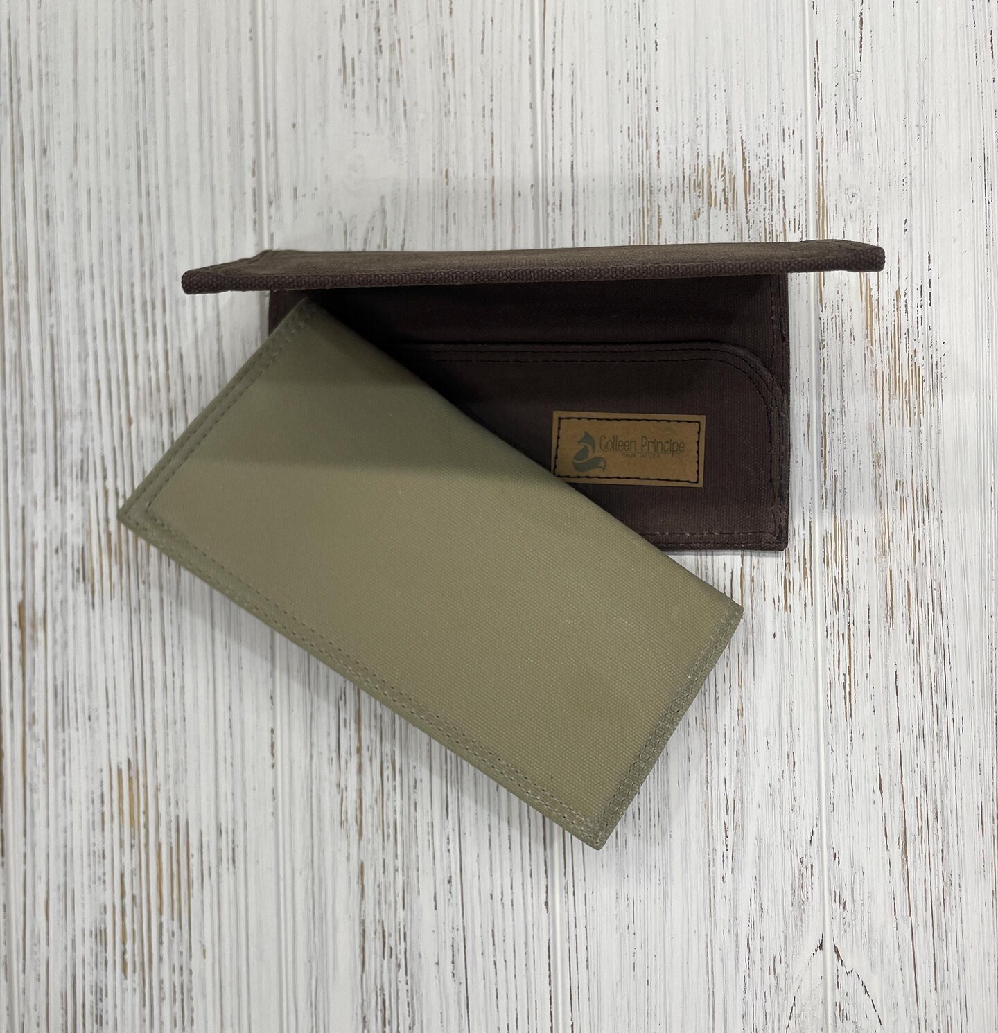 Waxed Canvas Checkbook Cover, Checkbook Register Holder, Bifold ...