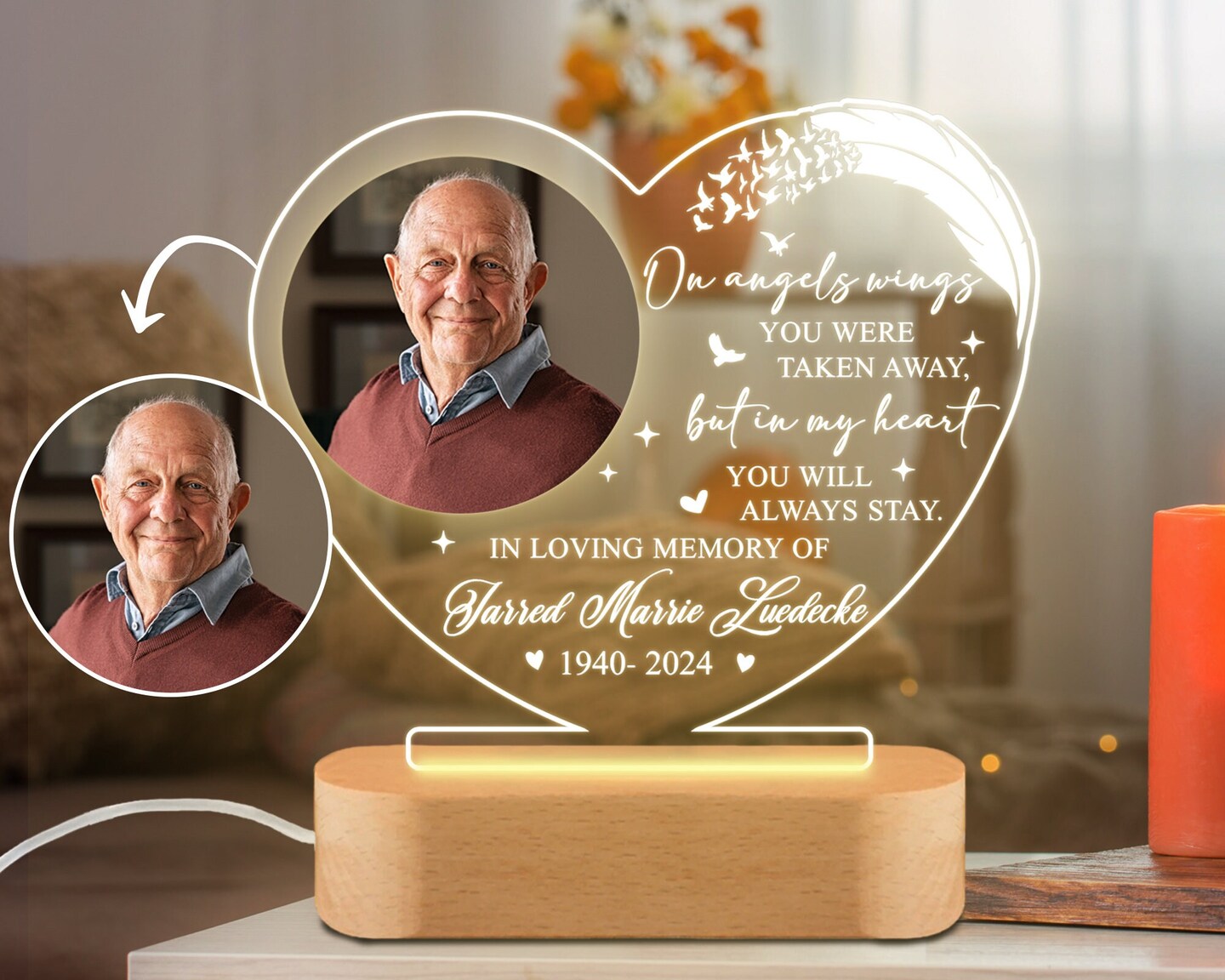 Personalized Light Up Memorial Plaque, Custom Memorial Night Light ...