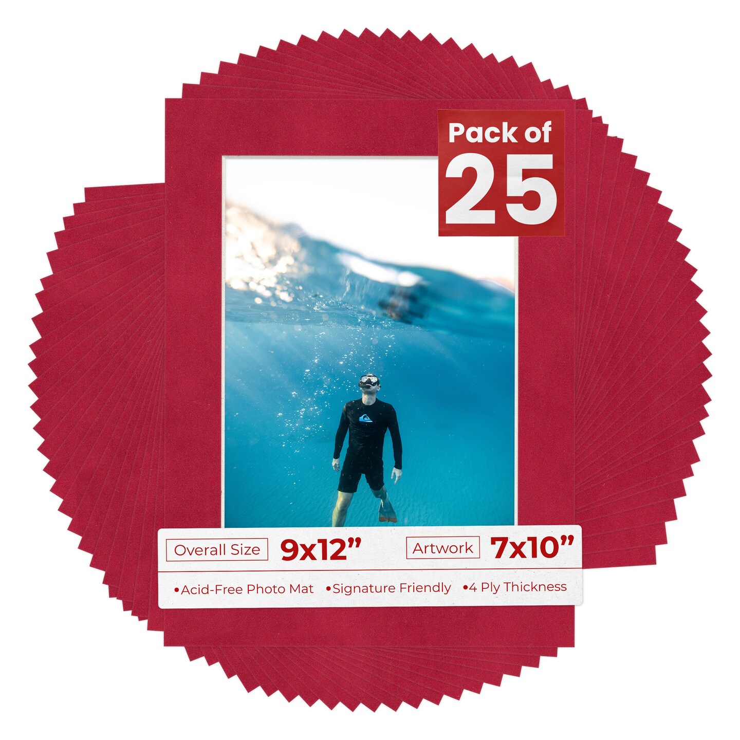 Red Suede Mat Board for 9x12 Frames - Fits 7x10 Photos, Color: Red ...