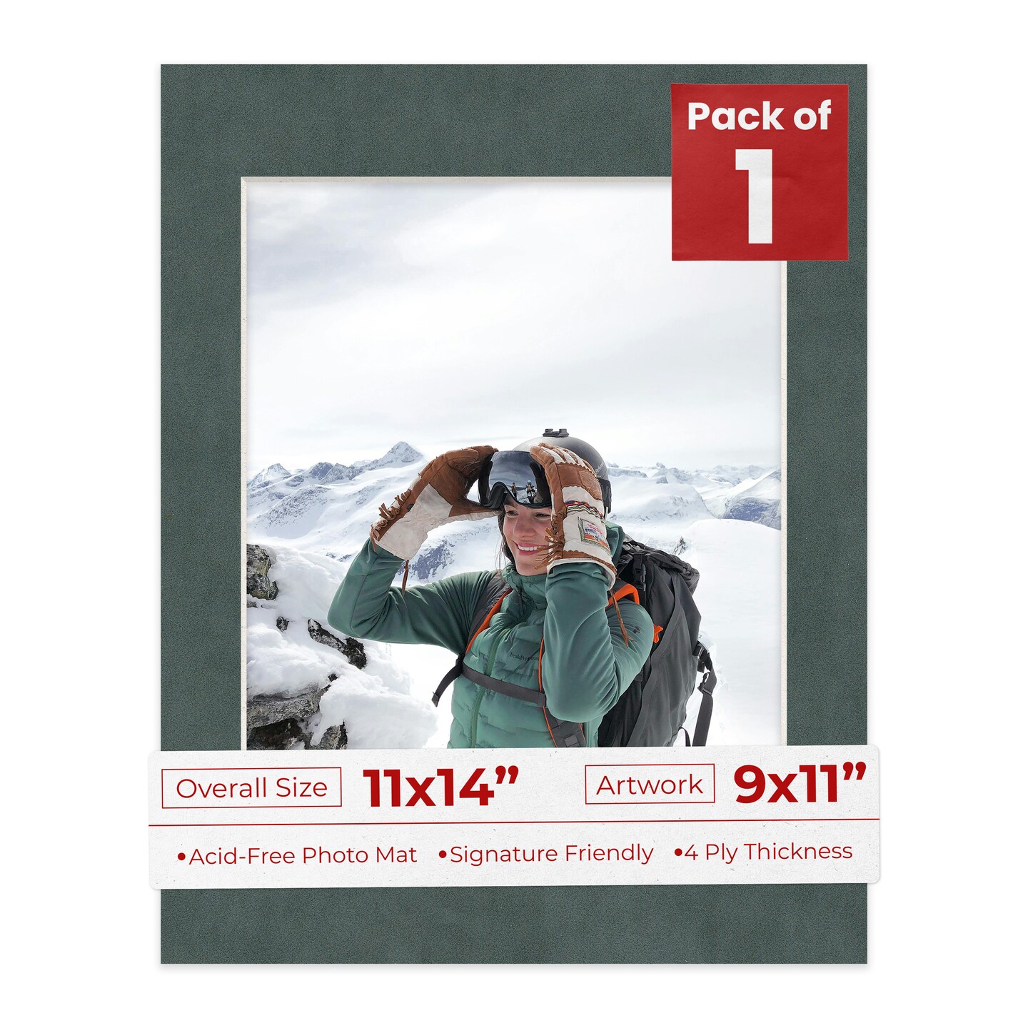 Dark Grey Suede Mat Board for 11x14 Frames - Fits 9x11 Photos, Color ...