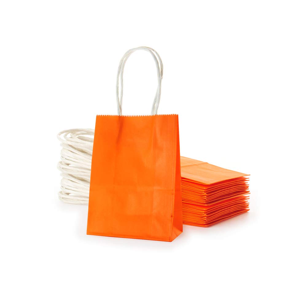 AWELL Small Orange Paper Bag with Handle Party Favours Bag 6x4.5x2.5 ...