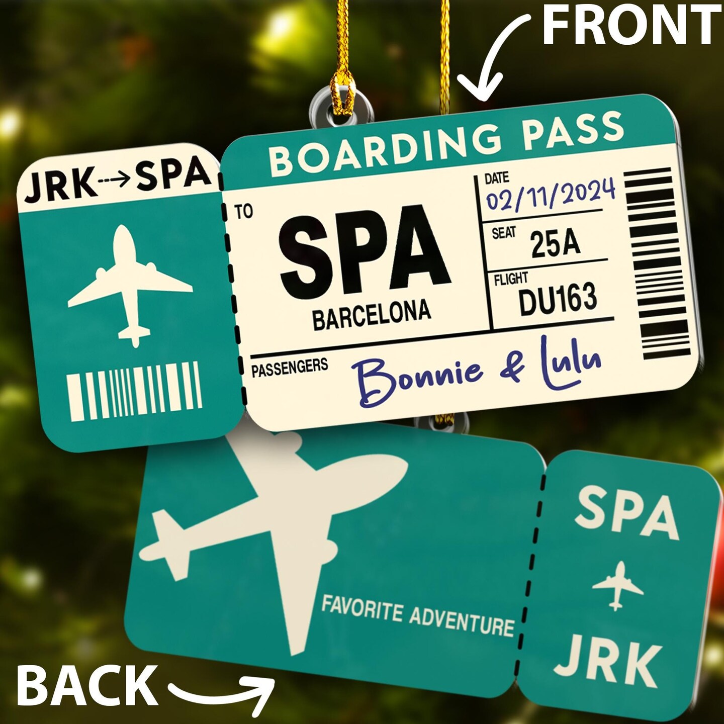 Personalized Boarding Pass Travel Christmas Ornament, Custom Flight ...