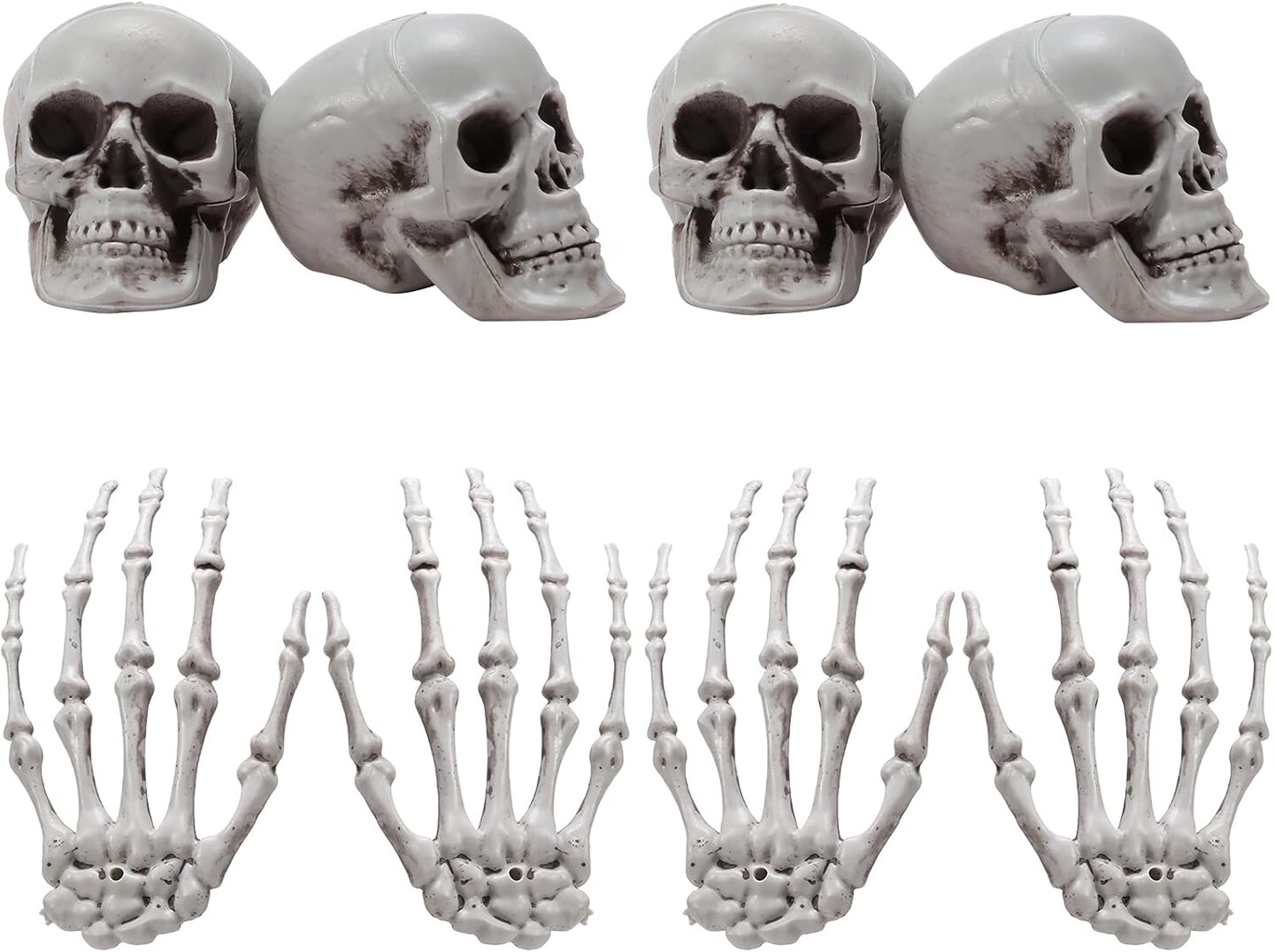 8 Pieces Halloween Decoration Set Includes 4 Halloween Mini Skulls ...