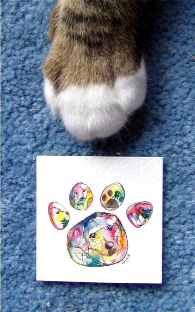 Custom Pet Portrait Painting Dog Cat Paw Portrait original Art ...