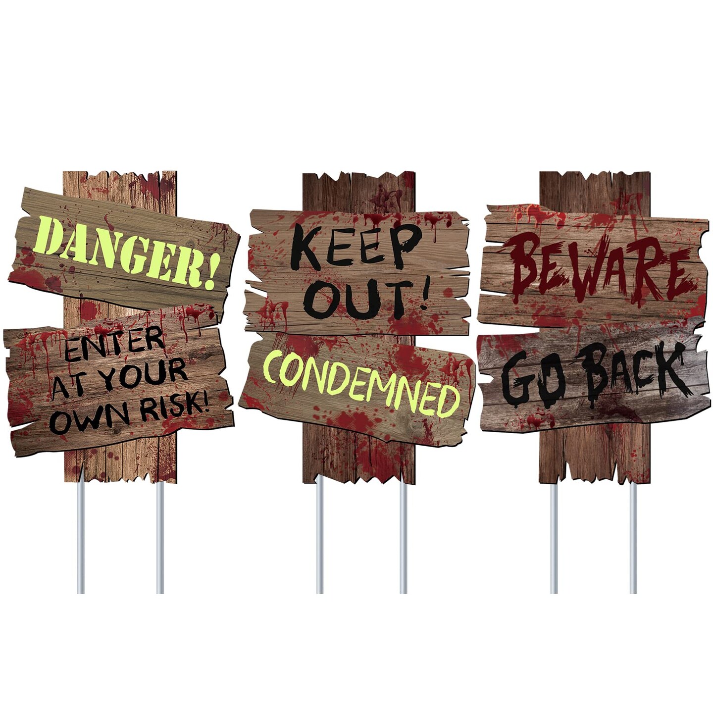 GABOSS Halloween Decorations Beware Signs Yard Stakes Outdoor Creepy ...