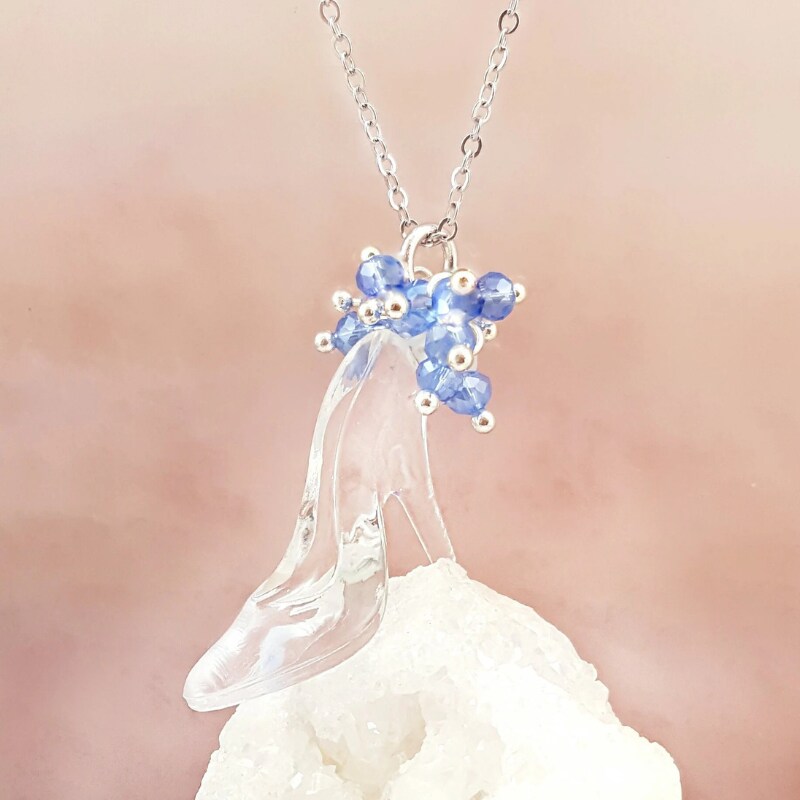 Cinderella Necklace Silver Glass Slipper Pendant Princess Fairytale Wedding Jewelry Daughter Romantic Fantasy Jewelry Gifts N5720 2 MakerPlace by Michaels