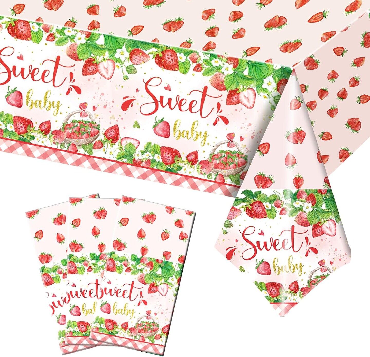 Sweet One Theme Party - 3 Pack Strawberry Table Cover | Michaels
