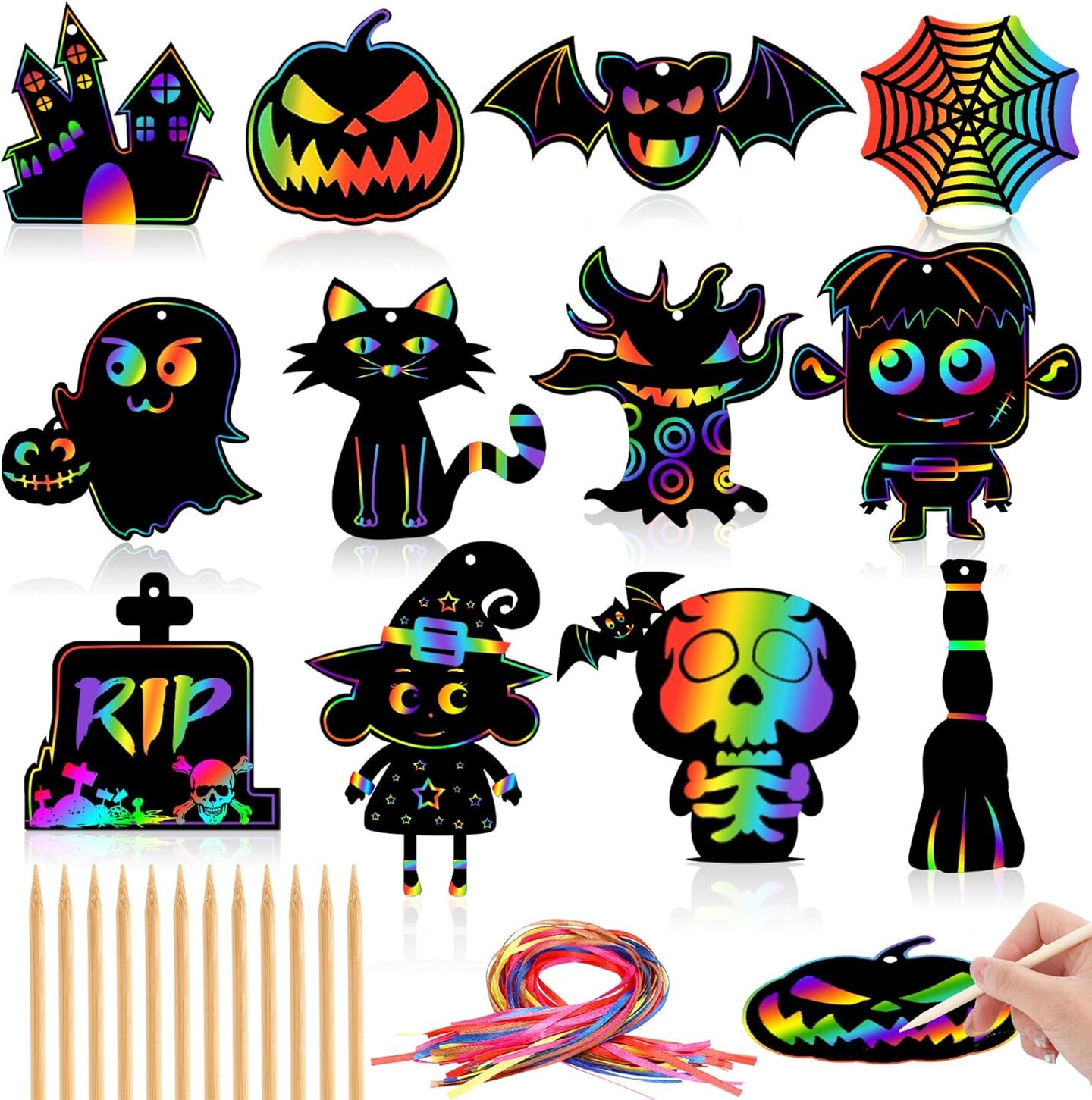 48PCS Rainbow Magic Scratch Art Halloween | Michaels