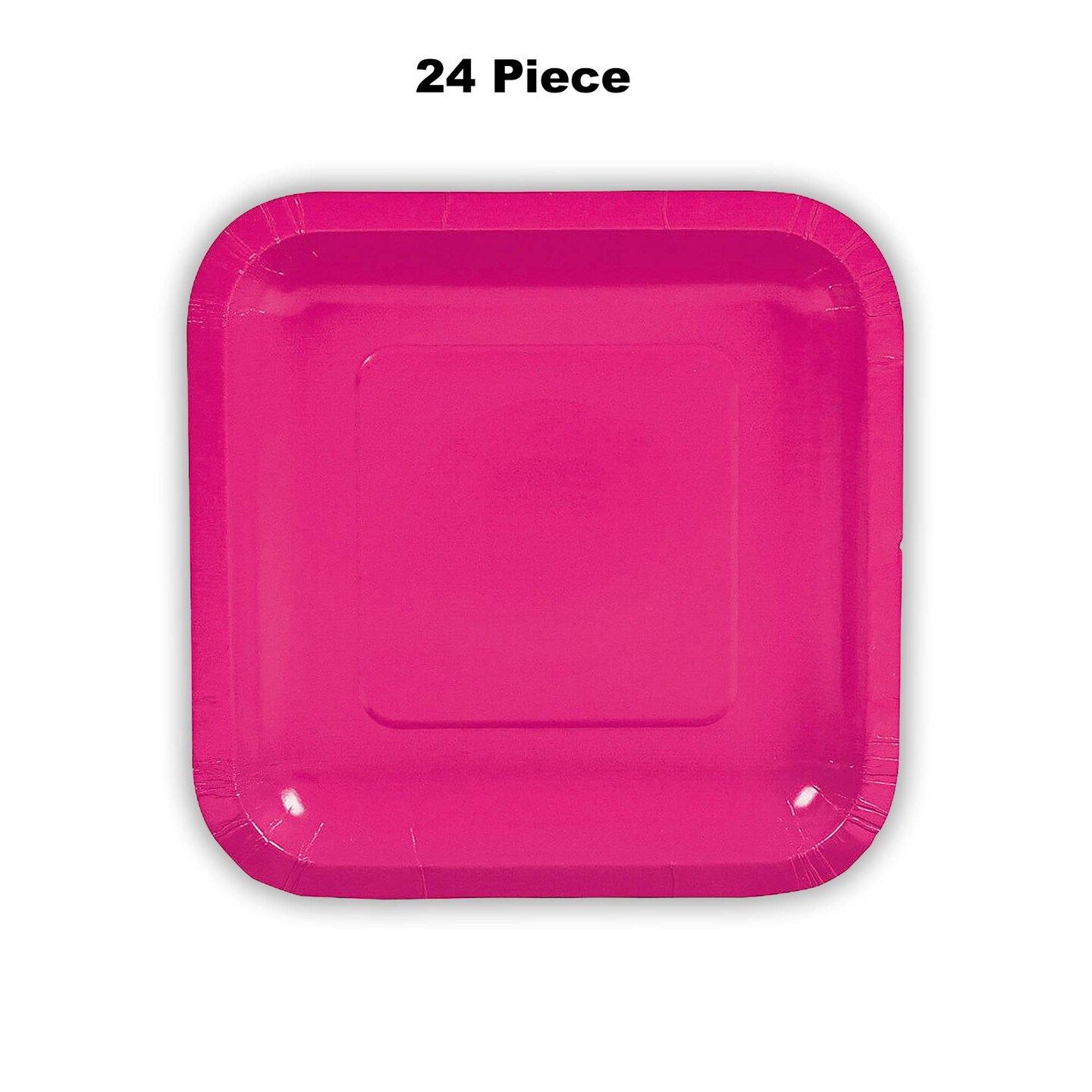 24 Count Hot Pink Square Paper Dessert Plates Vibrant Party Supplies ...