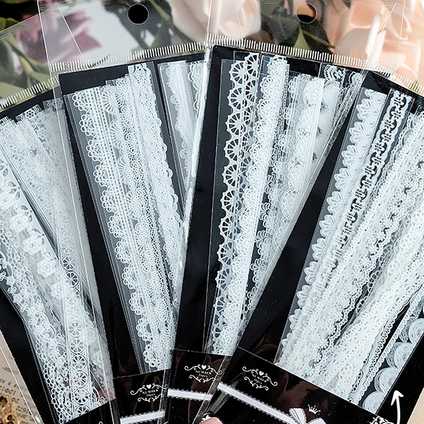 120PCS Vintage Lace Scrapbook Stickers Set (White) 6.3 x 2.95 x 0.35 ...