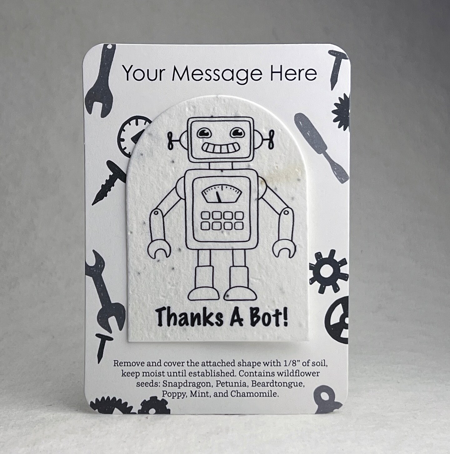 Custom Recycled Cards with Wildflower Seed Paper Robot Arch - Thanks a ...