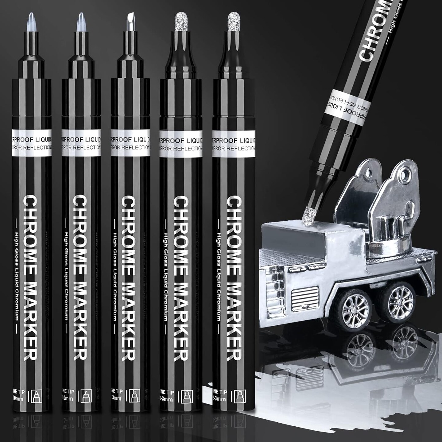 Silver Liquid Chrome Mirror Markers Oil-Based Permanent Art Liquid ...