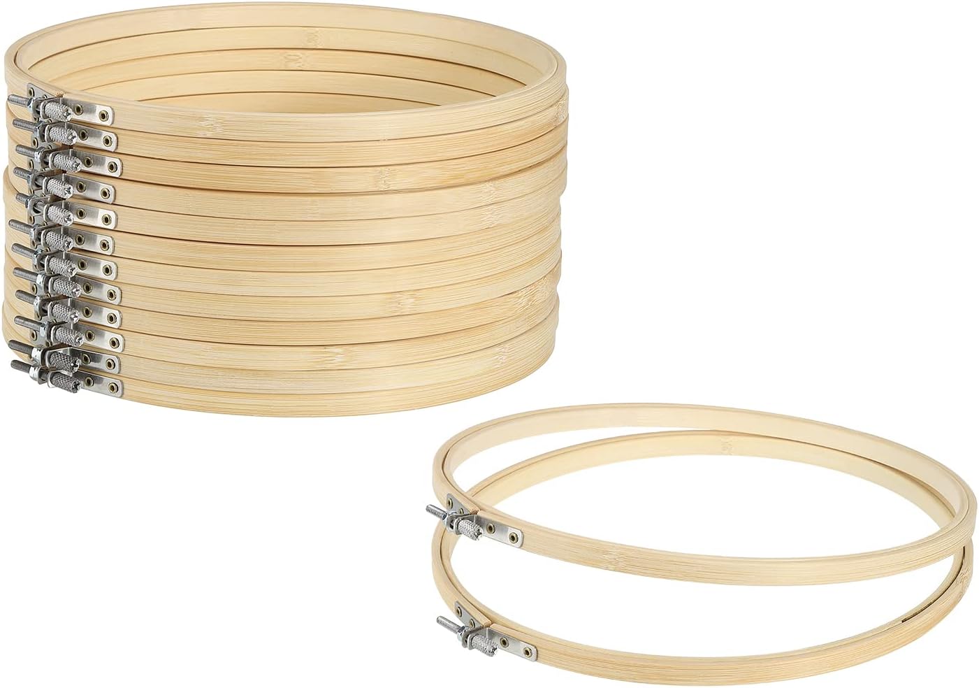 12 Pieces 9 Inch Embroidery Hoops Round Adjustable Bamboo | Michaels