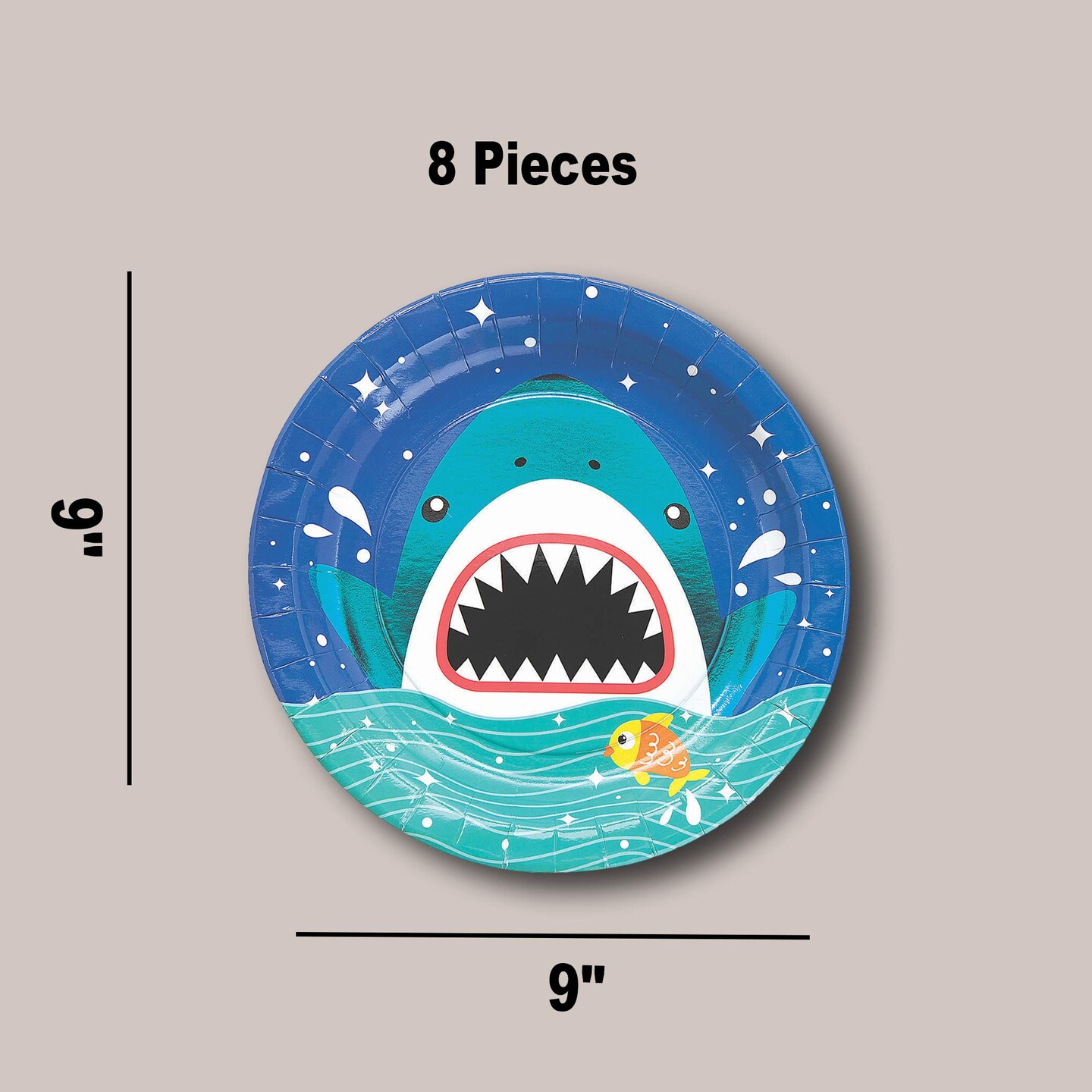 8 Count Shark Party Paper Dinner Plates 9" Ocean Theme Disposable ...