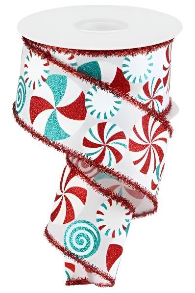 2.5" Bold Peppermint Tinsel Ribbon: White (10 Yards) | Michaels