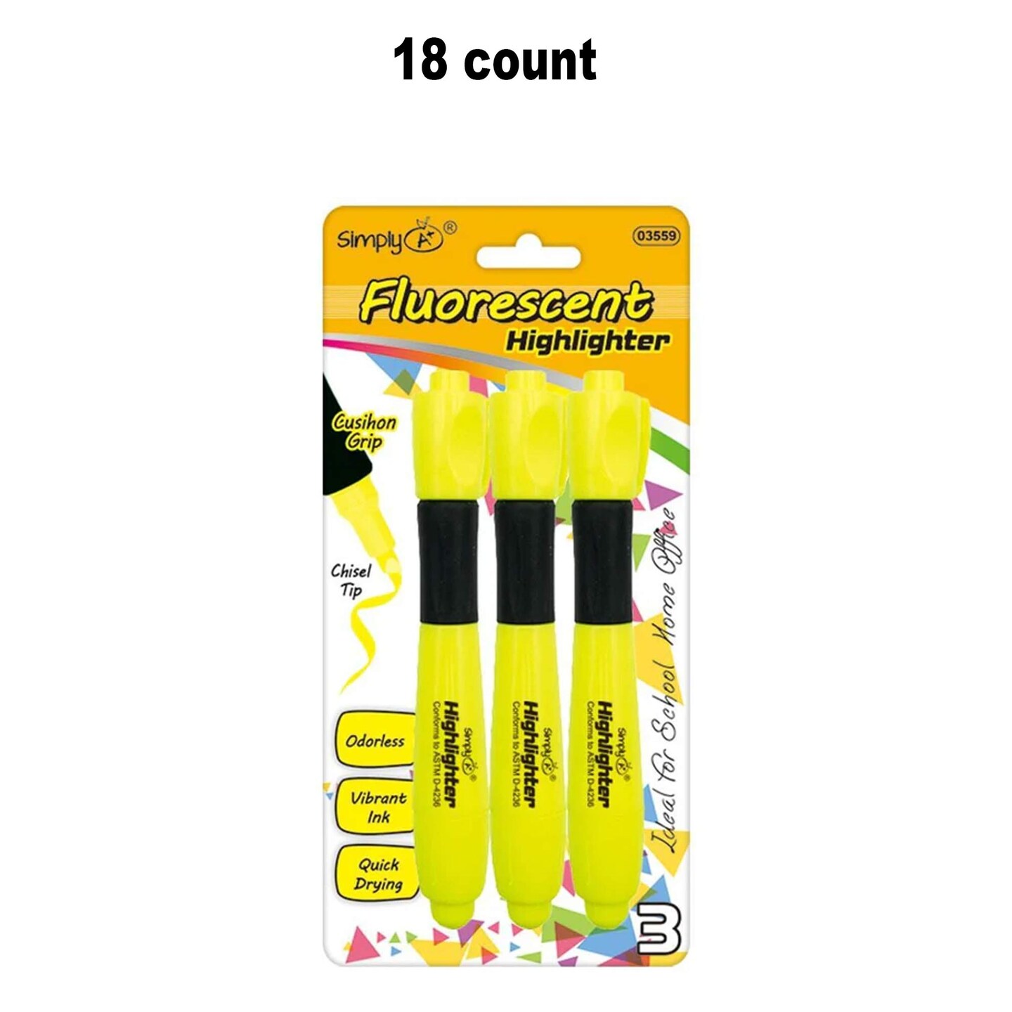 3 Color Fluorescent Highlighters Bright & Smudge Free Marking | Michaels