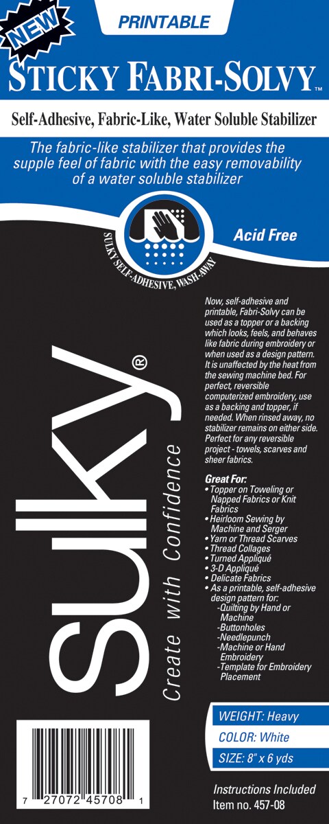 Sulky Sticky Fabri-Solvy Stabilizer-8"X6yd | Michaels