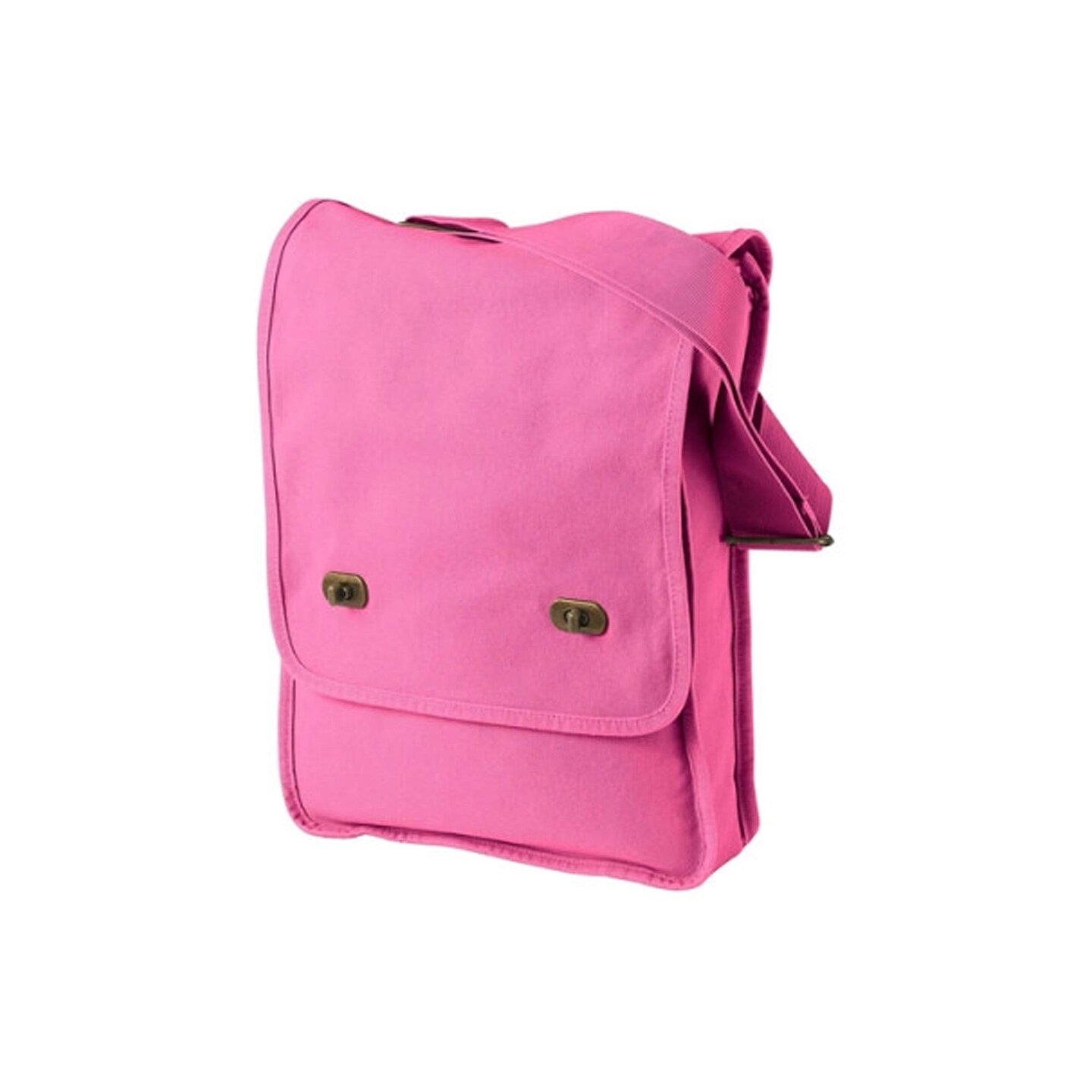 Authentic Pigment® Pigment Dyed Canvas Field Bag with Brass Buckles and ...