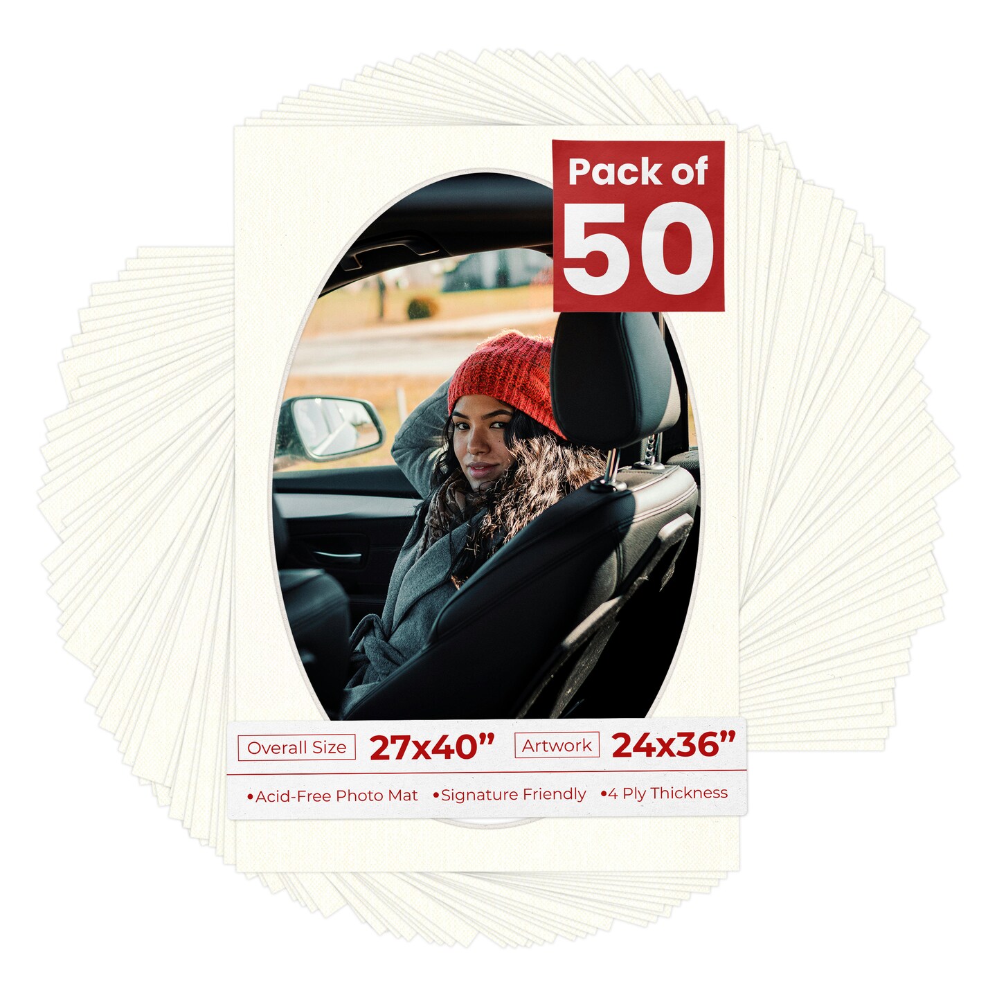 Beige Canvas Mat Board for 27x40 Frames - Oval Opening for 24x36 Photos ...