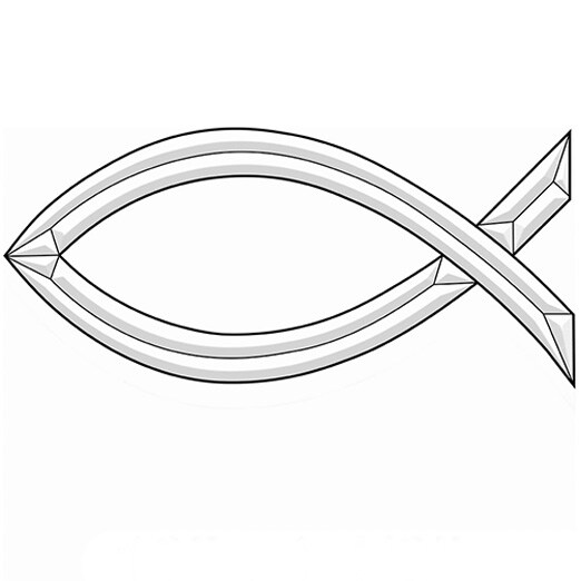 10" x 4-1/2" Exquisite Clear Glass Religious Fish Bevel Cluster EC155 ...