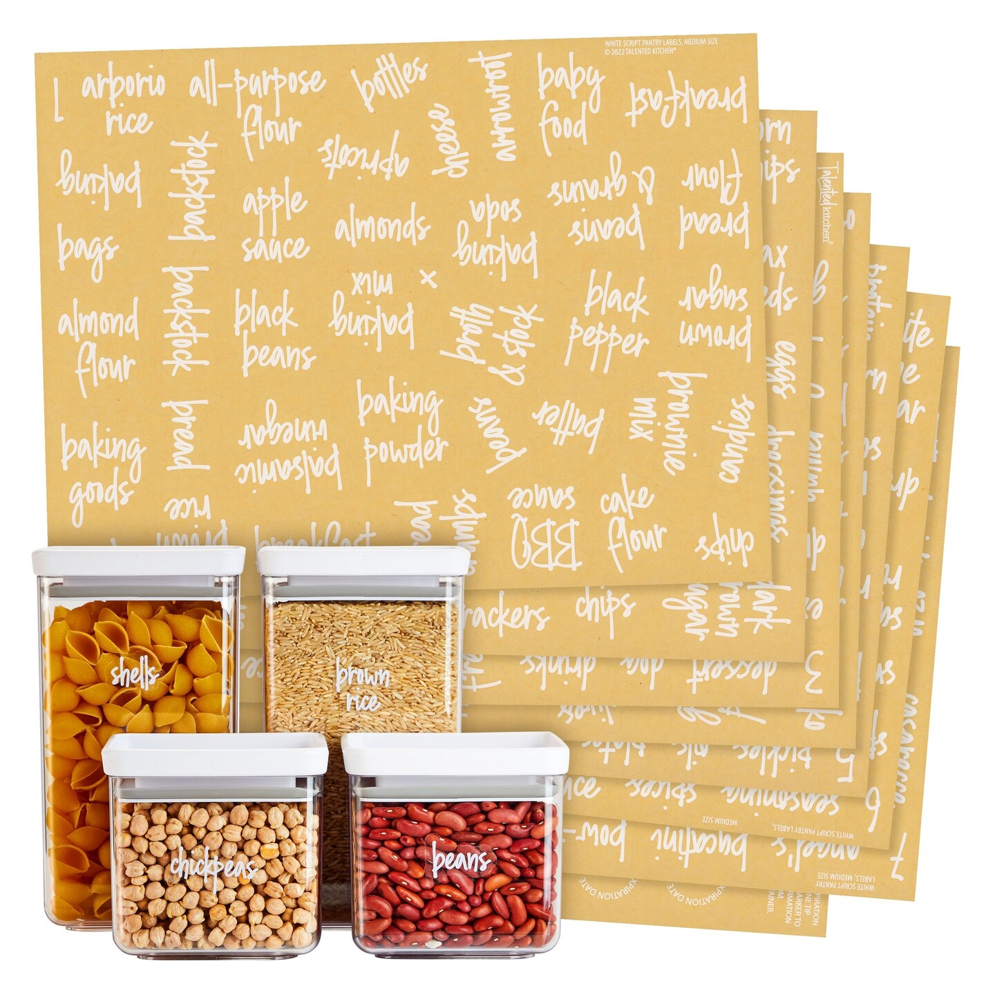 Talented Kitchen 375 Clear Pantry Labels for Containers - Preprinted ...