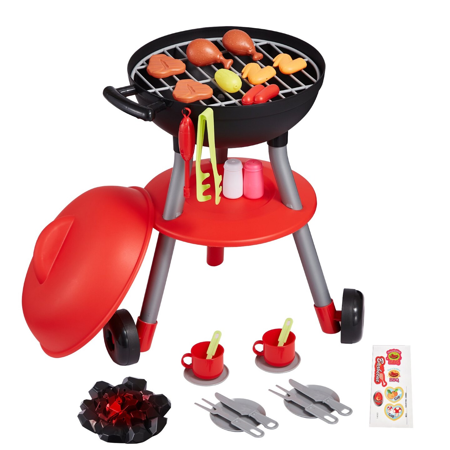 28 PCS BBQ Grill Playset Kids Kitchen Toy with Sound and Light ...