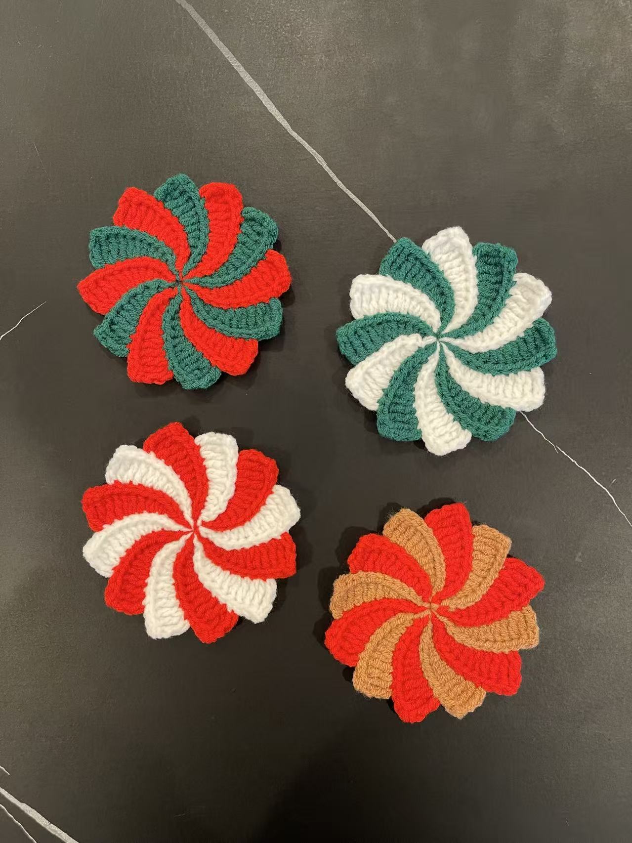 Set of 4 Handmade Crochet Christmas Spiral Coasters | MakerPlace by ...