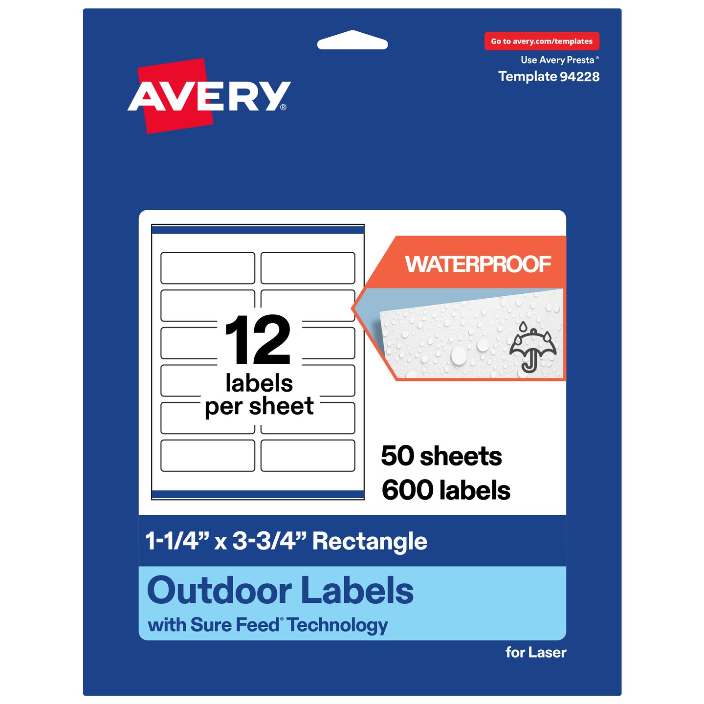 Avery Outdoor Waterproof Labels, 1.25" x 3.75" Rectangle | Michaels