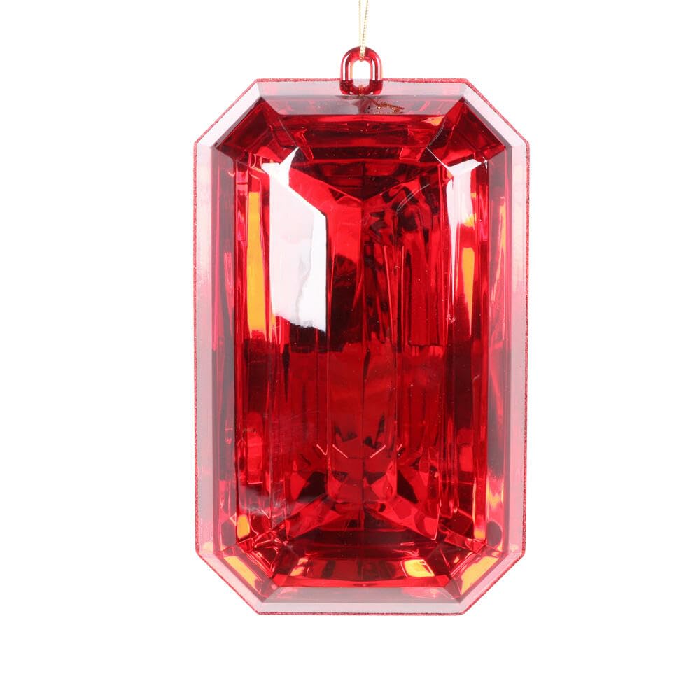 8" Red Rectangle Jewel Glitter Orn 2/Bag | Michaels