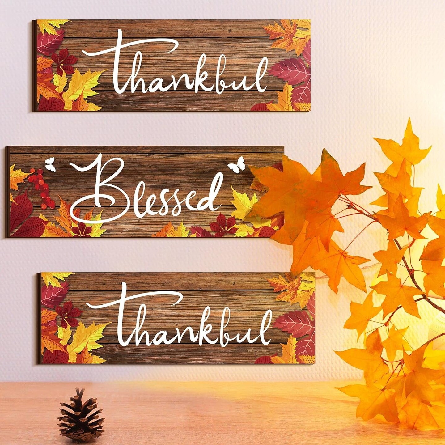 3 Pcs Maple Leaves Kitchen Wall Decor Fall(Wood Color) | Michaels