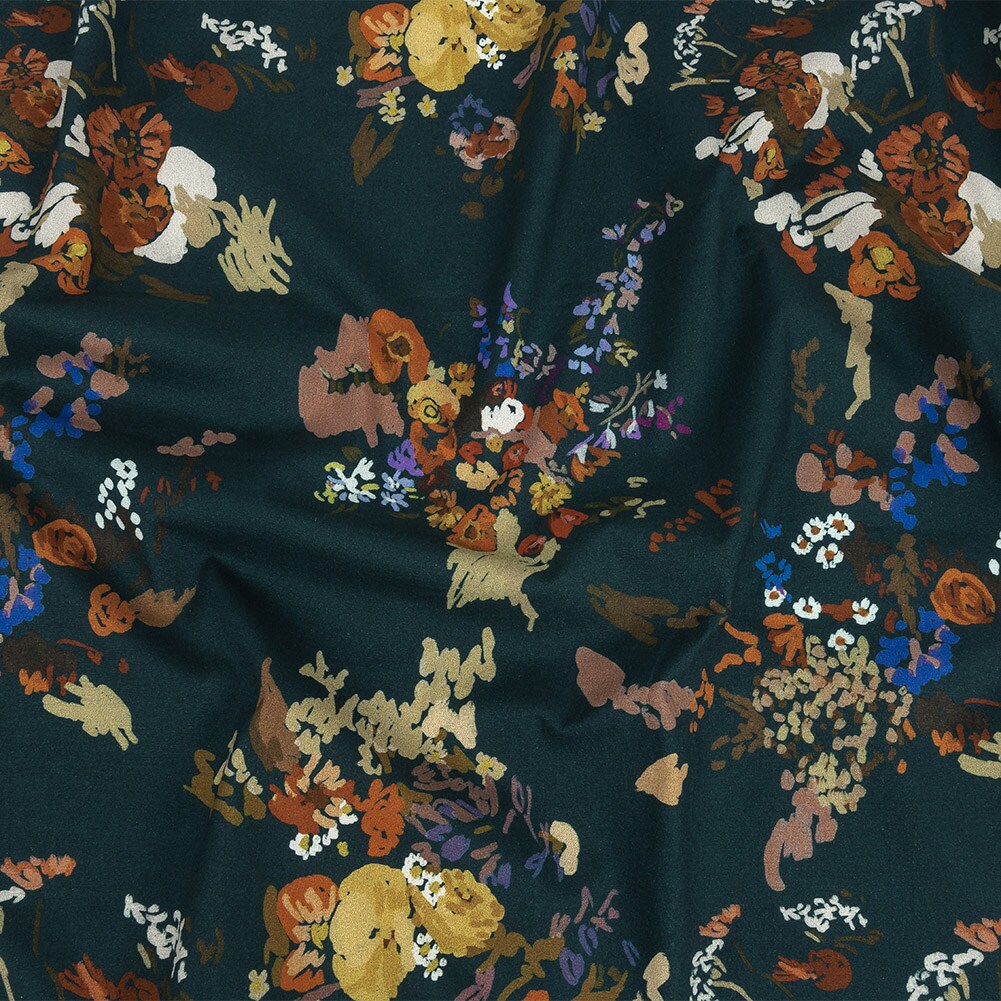 1 Yard True Teal Just Because Bouquet Stretch Cotton Poplin | Michaels