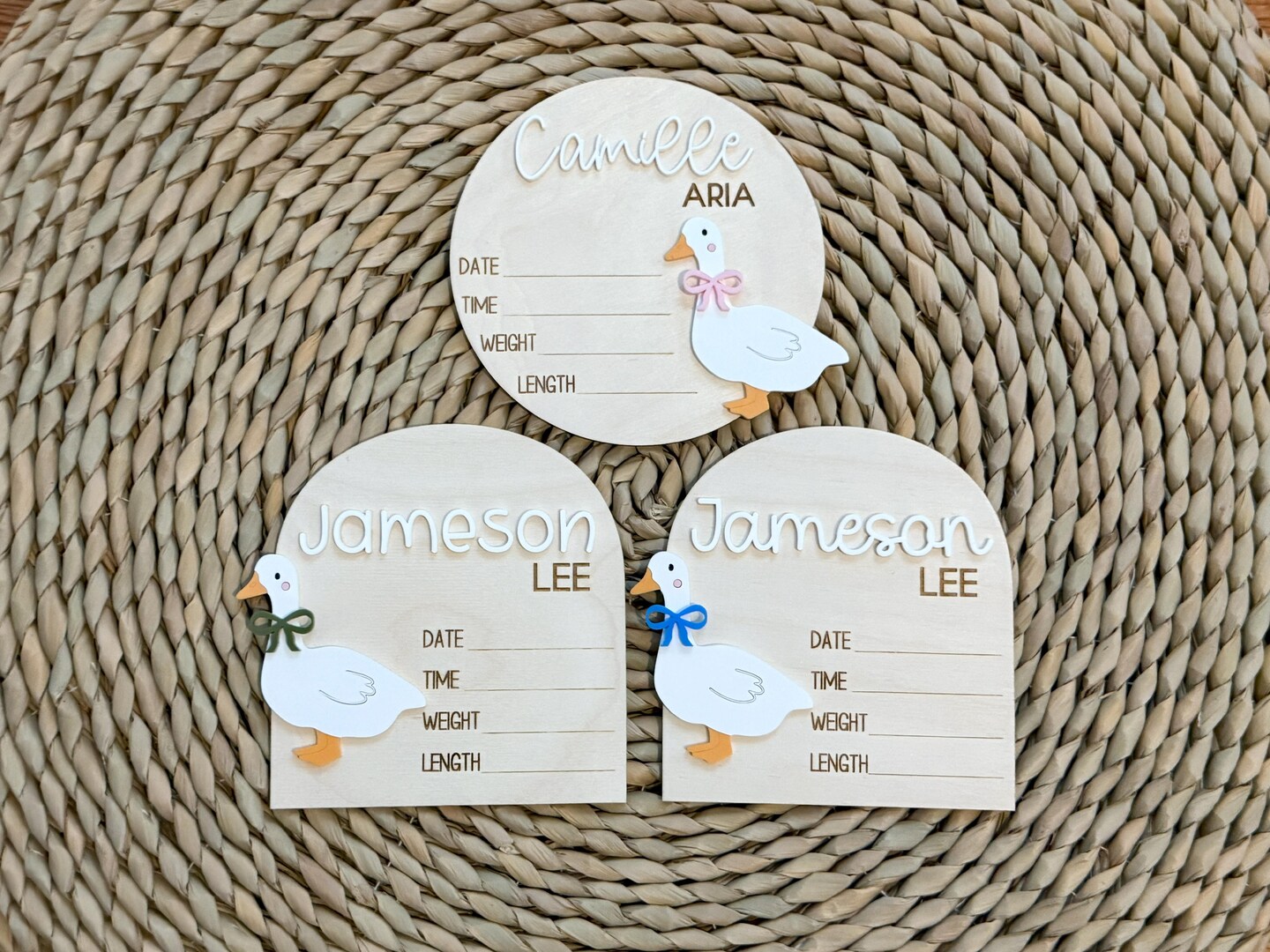 Personalized Silly Goose Birth Announcement - Engraved Wood Baby Shower ...
