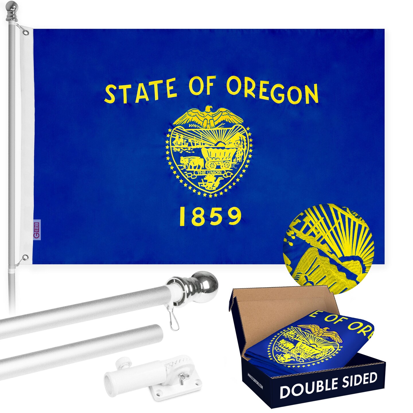 G128 - 6 Feet Tangle Free Spinning Flagpole (Silver) Oregon Double ...