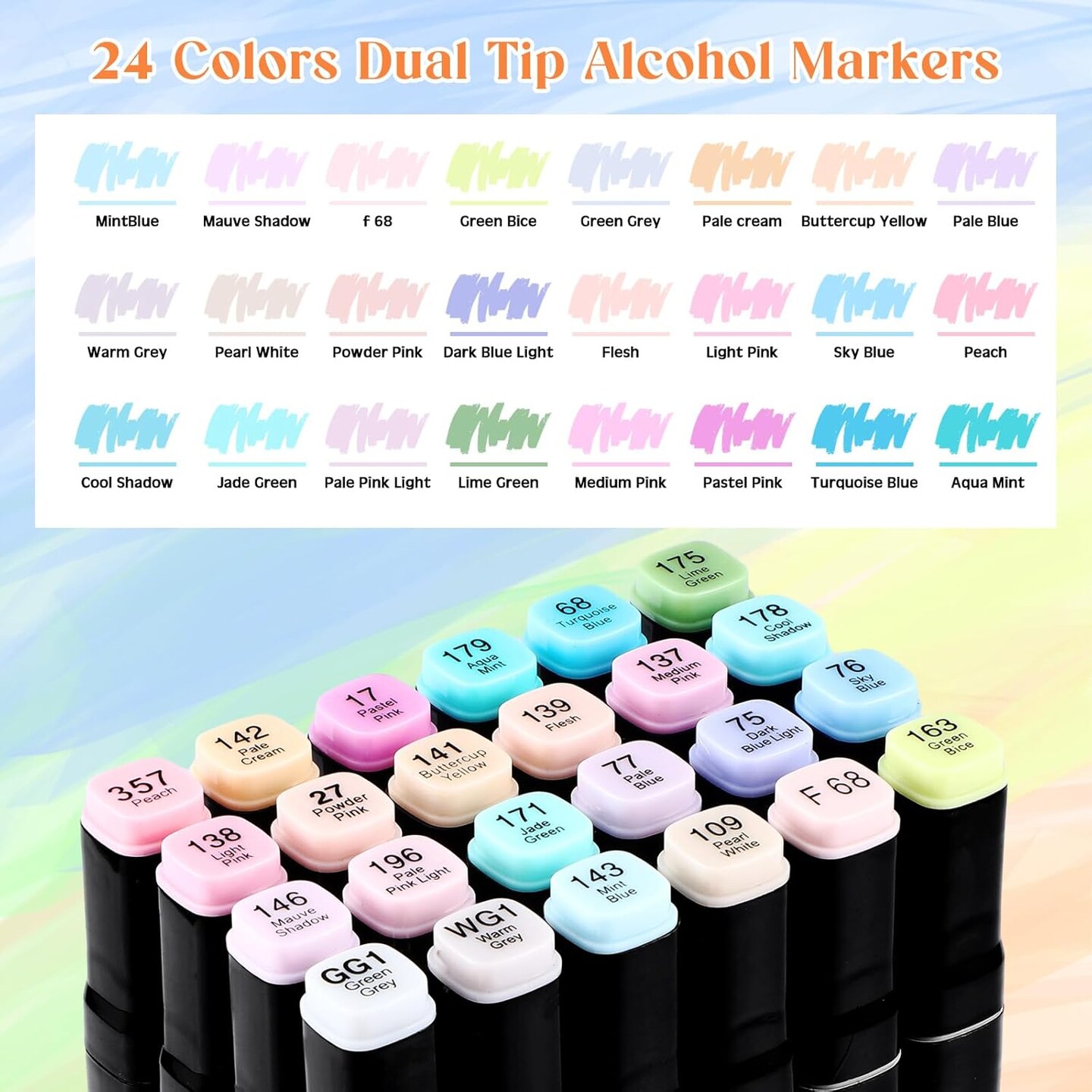 24 Colors Dual Tip Alcohol Markers Set(macaron colors) | Michaels