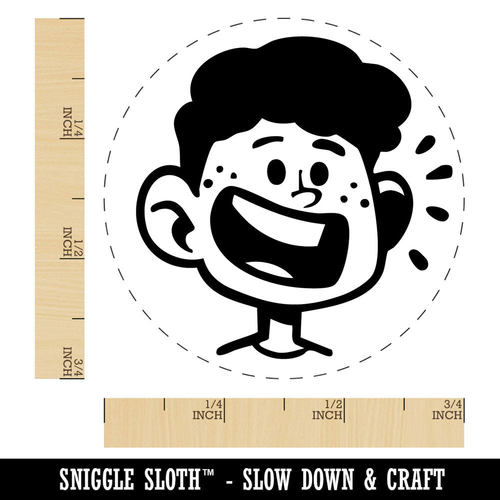 Happy Cartoon Boy Smile Freckles Self-Inking Rubber Stamp for Stamping ...