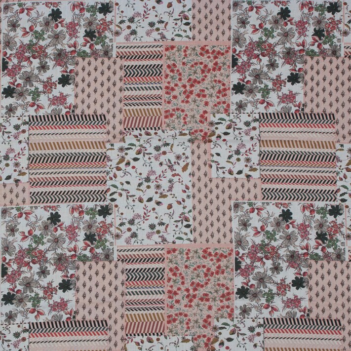 1 Yard Cotton Voile - Pink Floral Patchwork - Tulsi's Worship Print ...