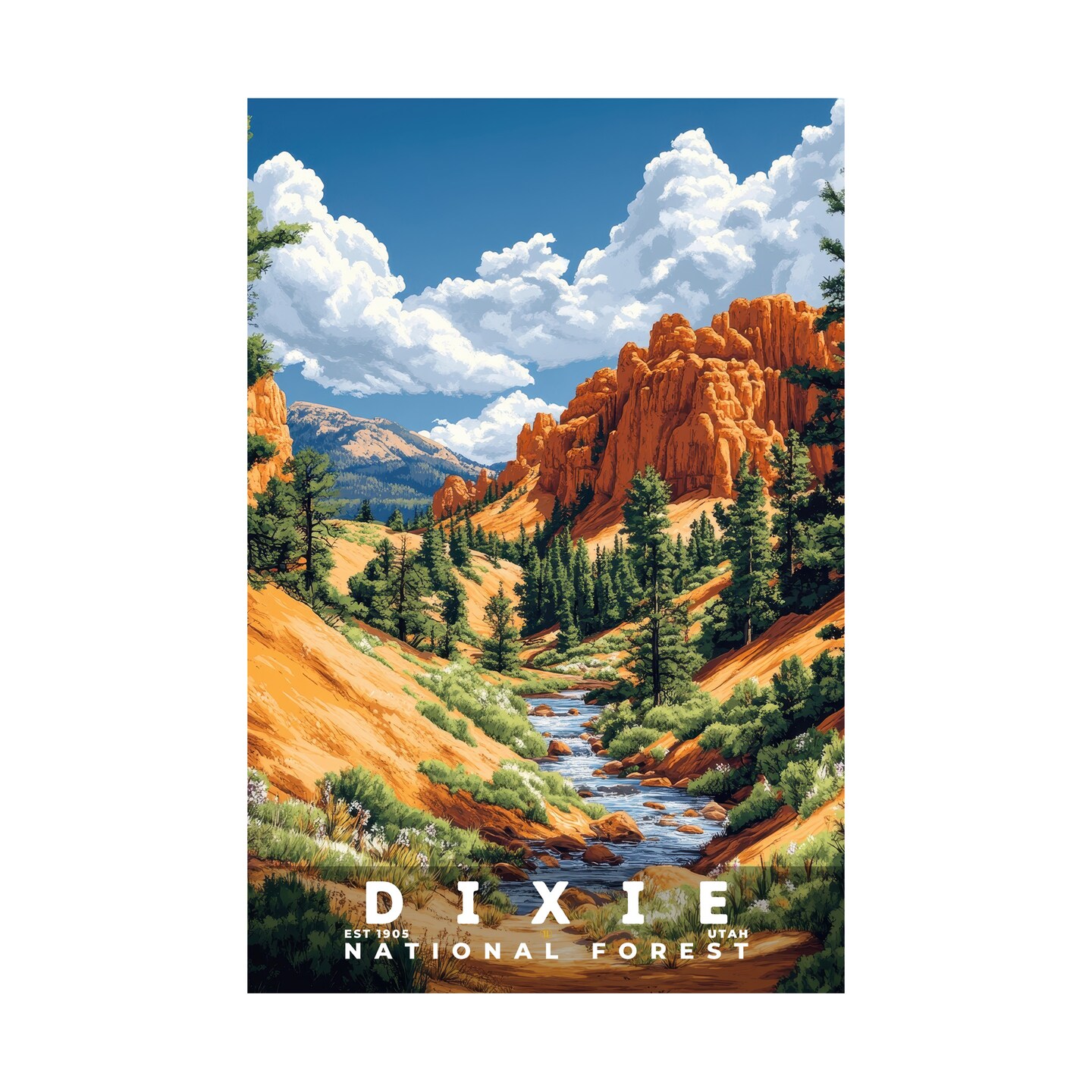Dixie National Forest Poster, Travel Art, Office Poster, Home Decor ...
