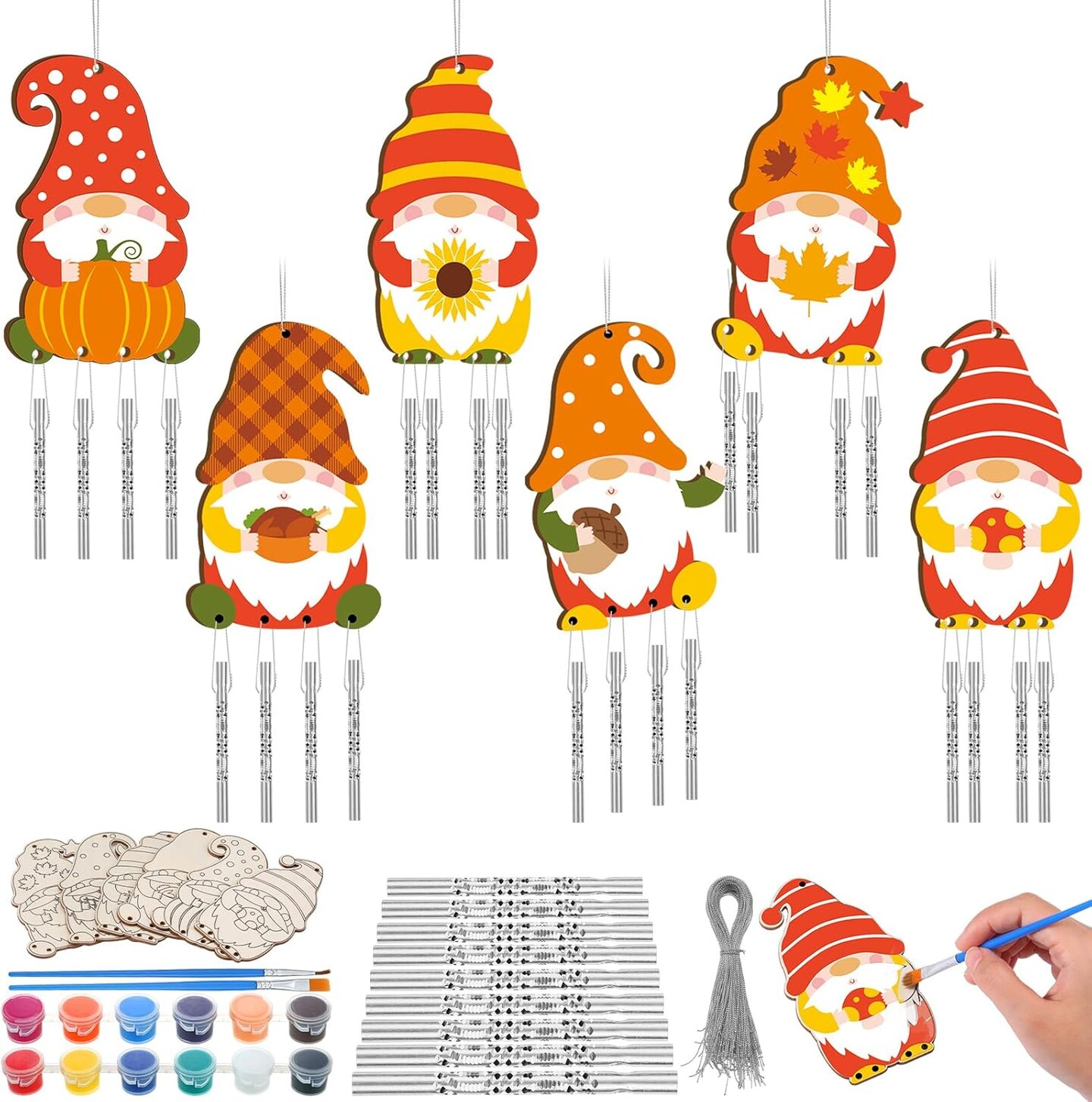 24 Sets Fall Wind Chimes Crafts for Kids (Fall Gnomes) | Michaels