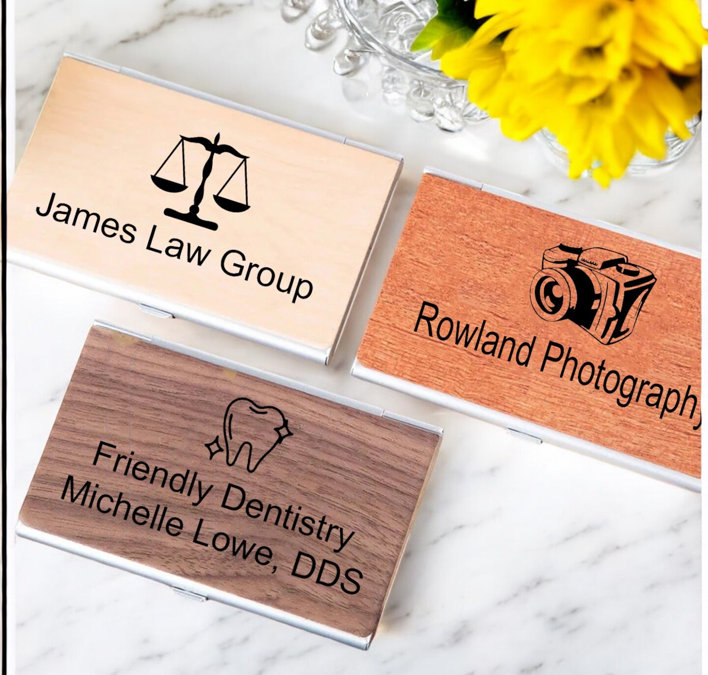 Personalized Business Card Holder Custom Business Card Case Wood Stainless Steel Multi Wallet Credit Card ID Case Credit Card Holder MakerPlace by Michaels