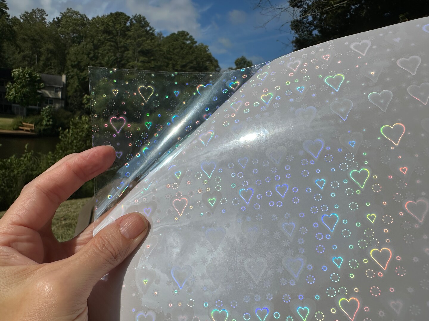 12 x 12 or 8.5 x 11 inch Sheet of Hearts Pattern Holographic Clear ...
