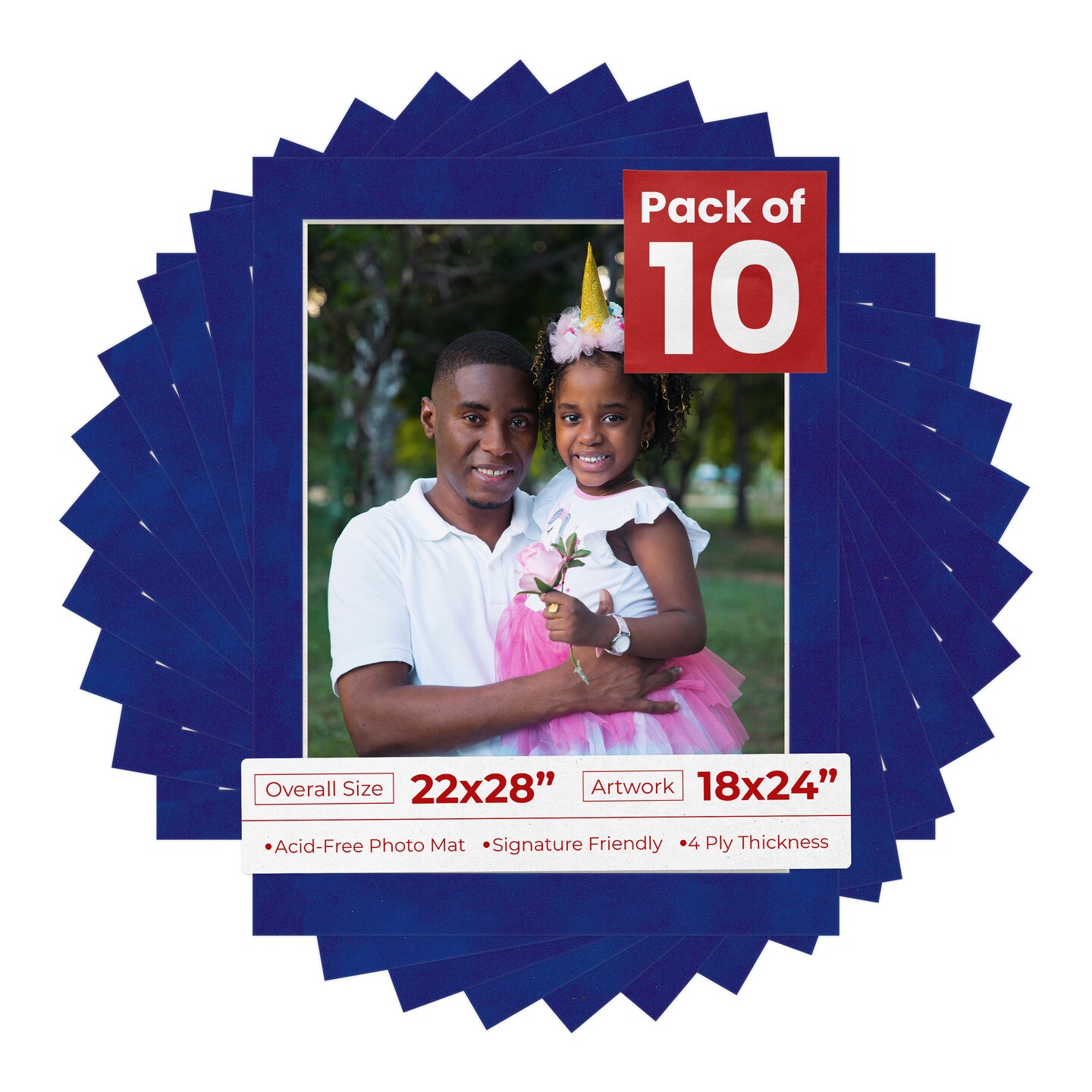 Royal Blue Suede Mat Board for 22x28 Frames - Fits 18x24 Photos, Color ...