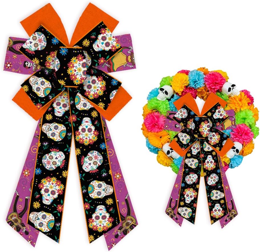 Large Day of The Dead Bow for Wreath(Purple) | Michaels