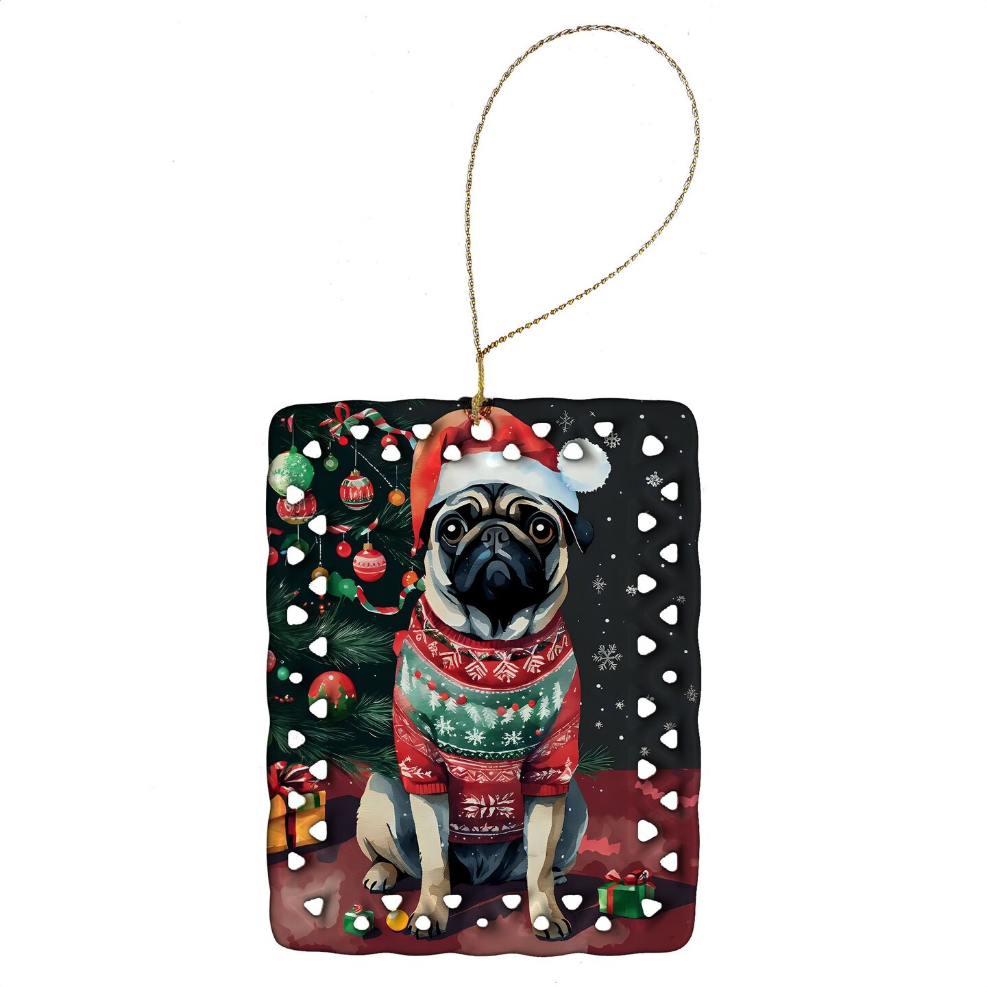 Edge Collections - 2.80" X 0.15" - Multicolor - Pug Holiday Keepsake ...