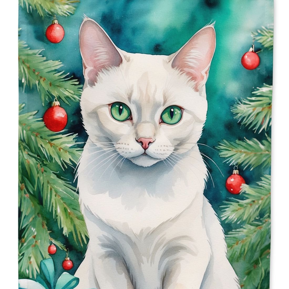 Edge Collections - 28" X 40" - White - Foreign Cat By the Christmas - 1 ...