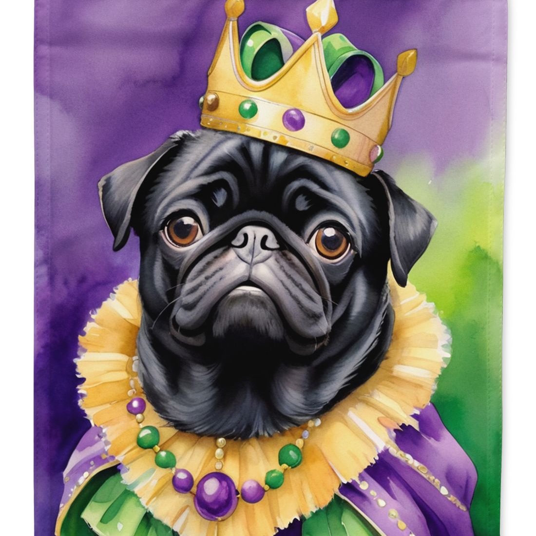 Edge Collections - 28" X 40" - Black - Pug King of Mardi Gras - 1 Piece ...